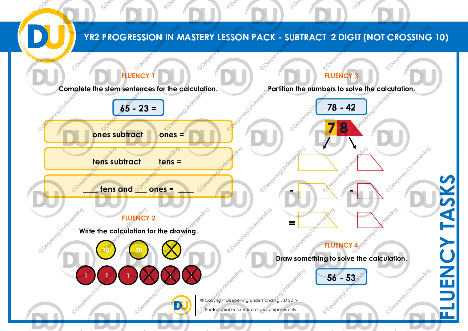 YR2 Progression In Mastery Pack 024 Subtract Two 2 Digit Numbers