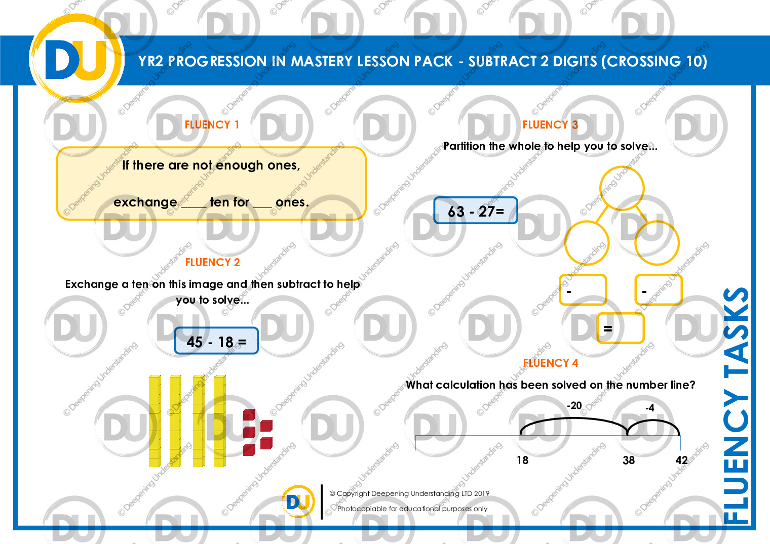 YR2 Progression In Mastery Pack 025 Subtract Two 2 Digit Numbers