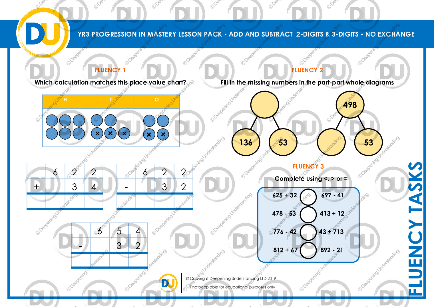 YR3 Progression In Mastery Pack 019 Add And Subtract 3 Digits And 2 